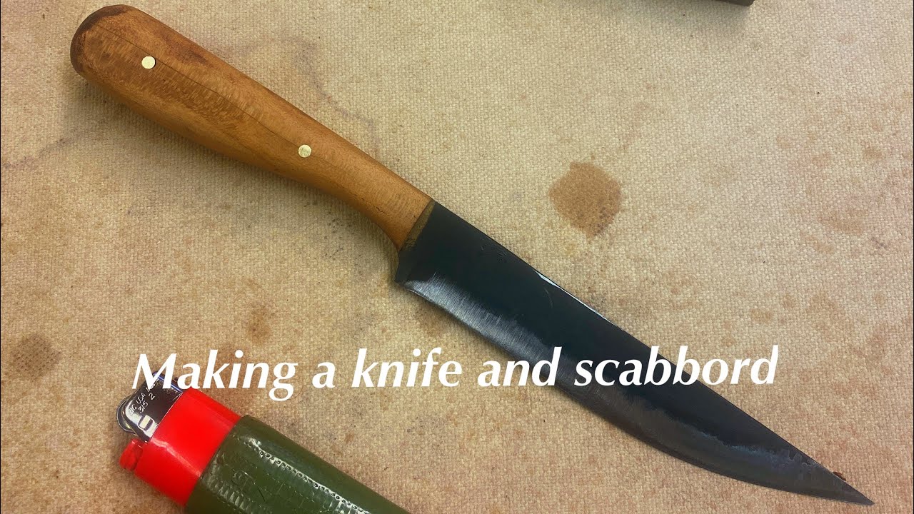 Making a knife and scabbard completed with a funny beaver story - YouTube
