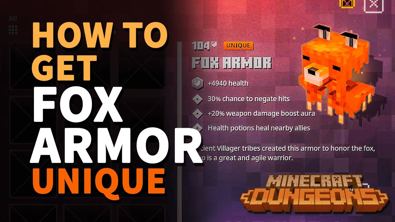 Where to get Fox Armor Minecraft Dungeons Unique Wolf Armor - YouTube