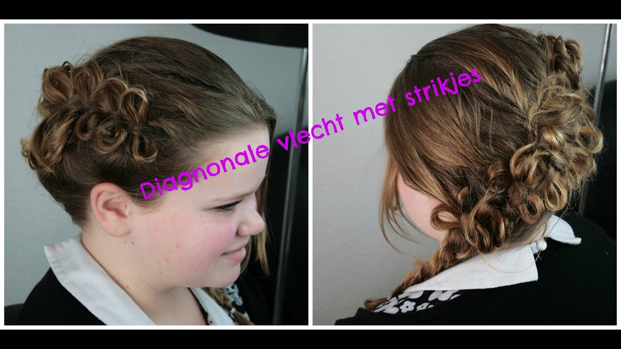 Hairtutorial; diagonale vlecht met strikjes - YouTube