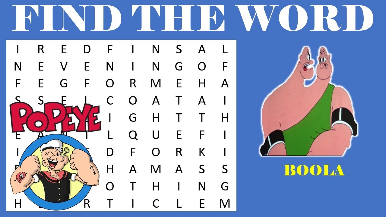 Find the Word: Popeye the Sailorman | Spot the Difference Challenge ...