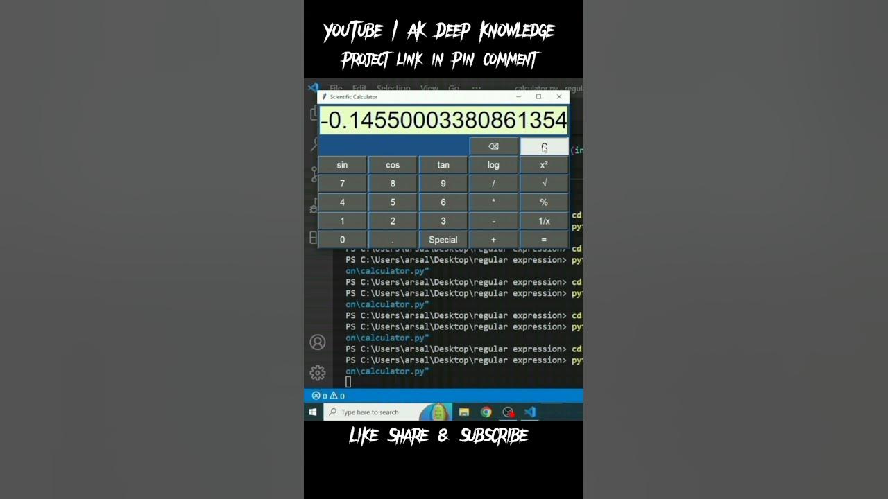 How To Create Scientific Calculator By Using Tkinter In Python Tkinter Python Shorts Youtube