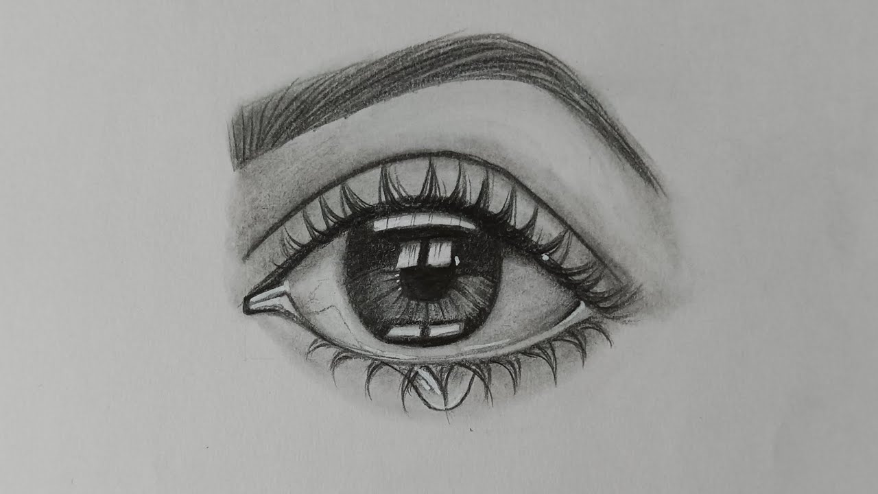 How to Draw an Eye with Teardrop for beginners ।। Realistic Eye Drawing ...