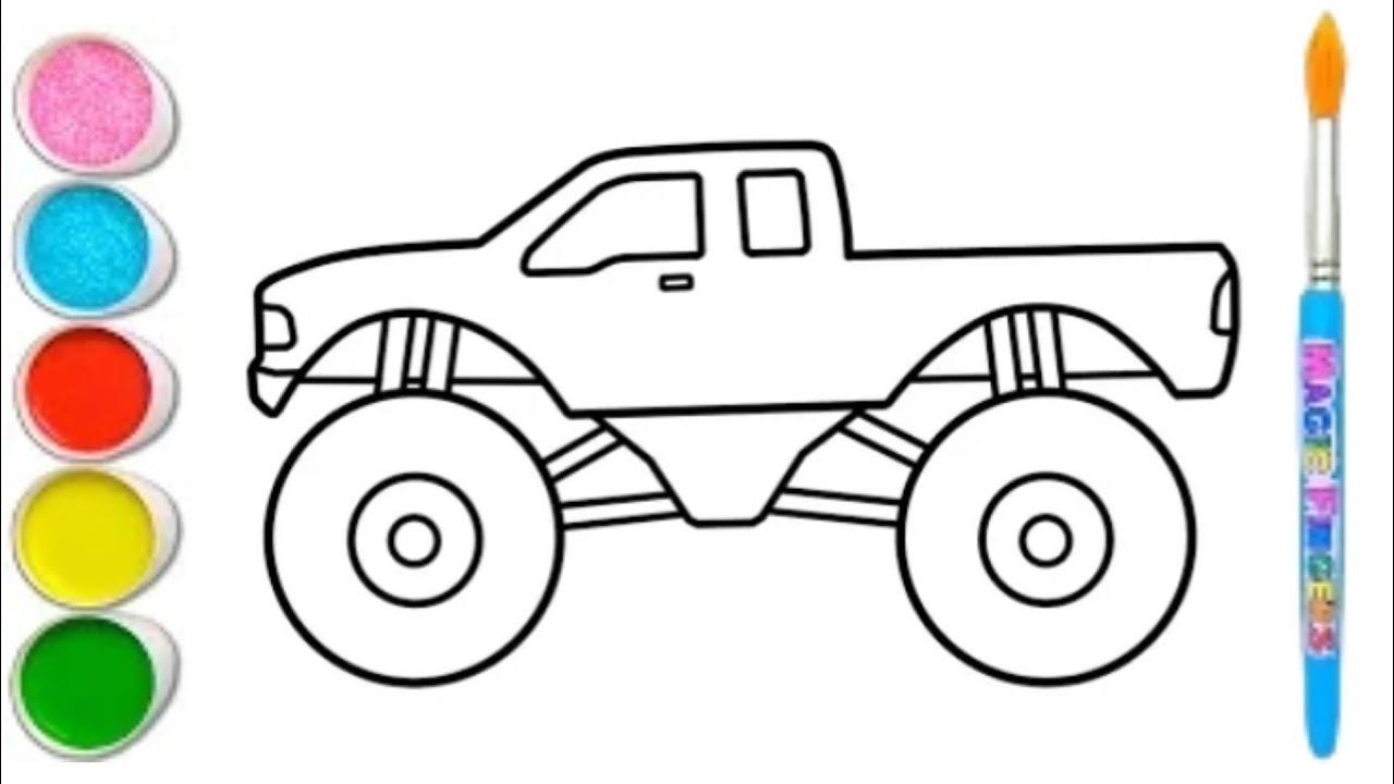 How To Draw a MONSTER TRUCK Easy / Drawing Monster Truck Dodge Ram ...