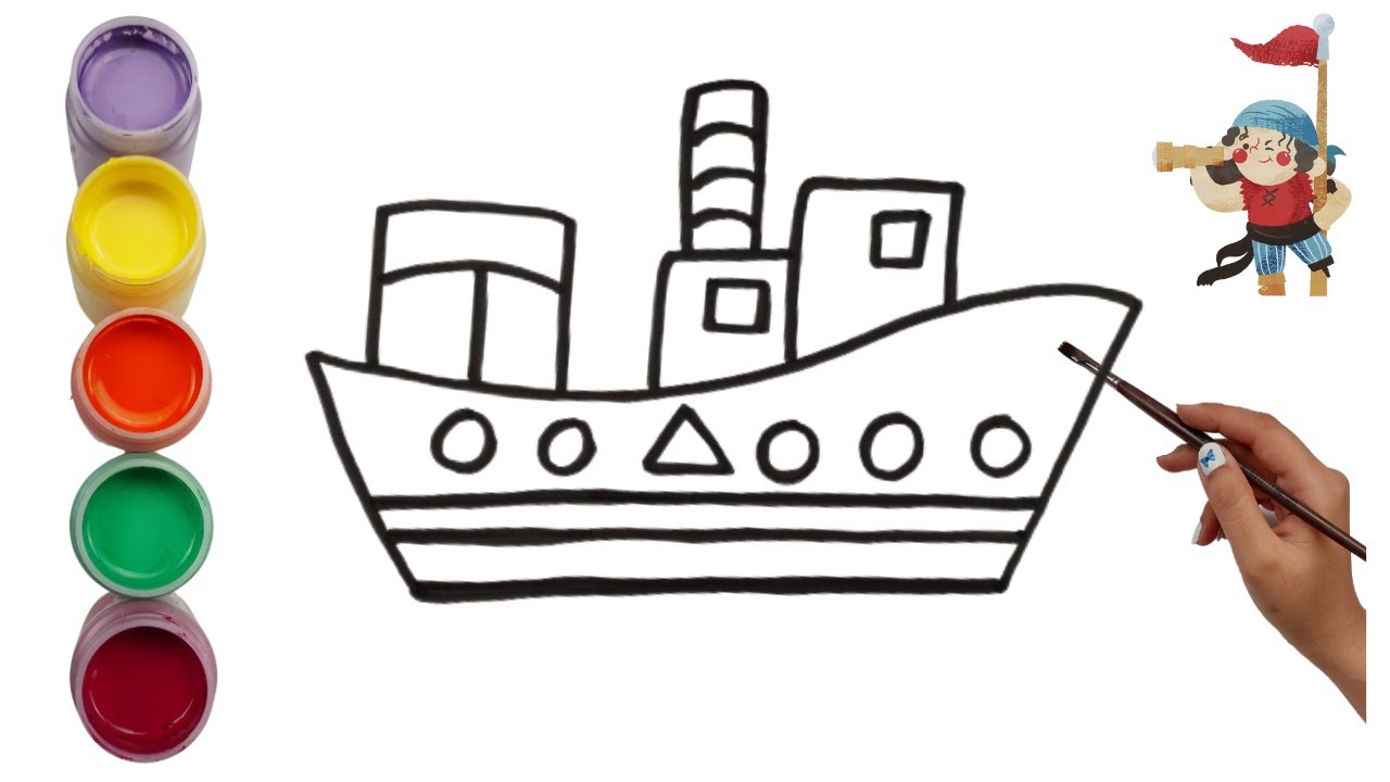 Ship Drawing, Painting, Coloring for kids & Toddlers | How to Draw a ...