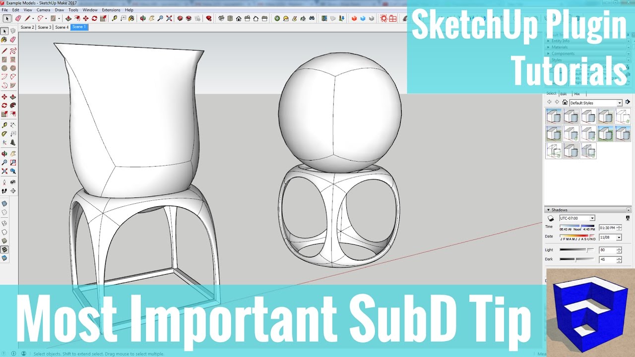 SubD for organic modeling in SketchUp - Using the Crease Tool - YouTube