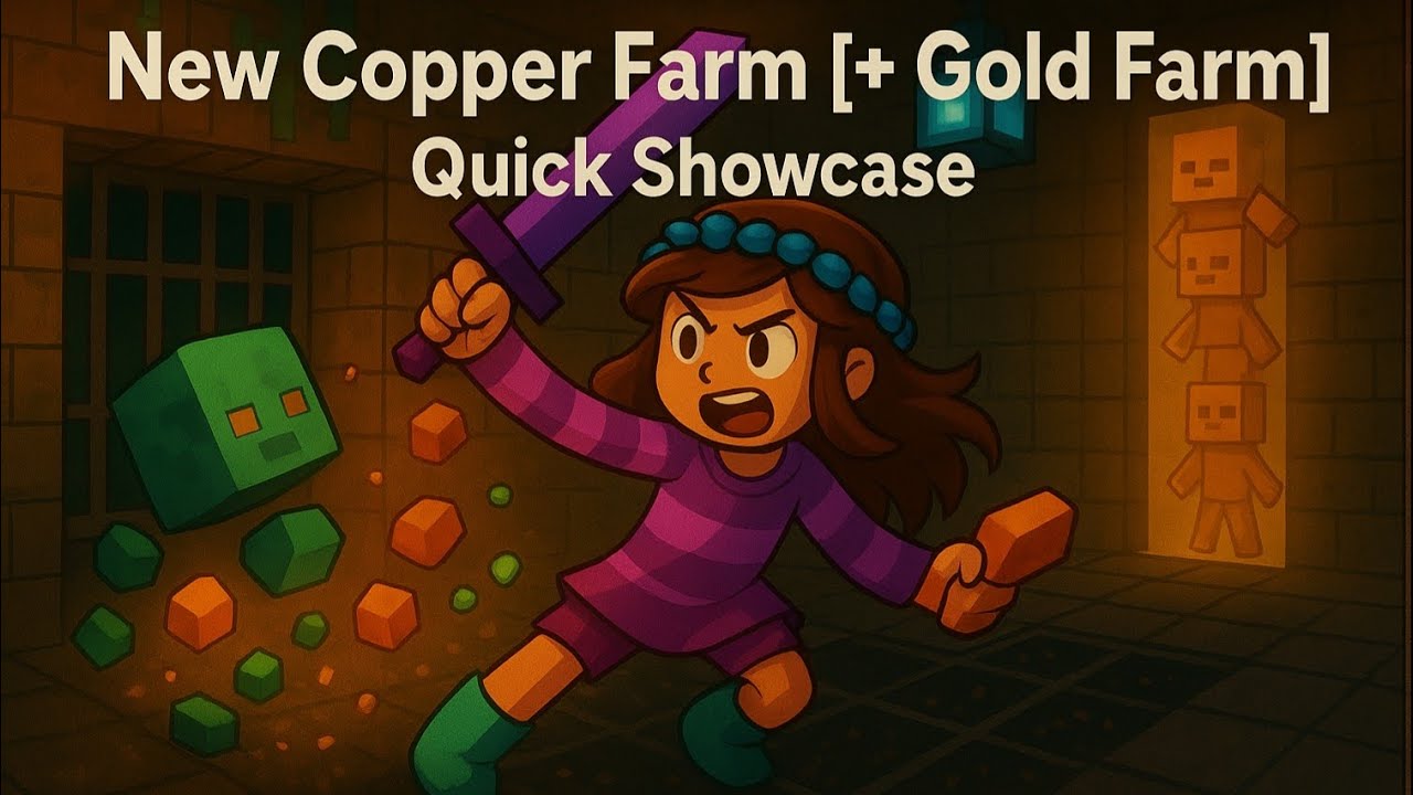 @CraftWithAbbie's #Skyblock Drowned Copper Farm [+ Gold Farm] Quick ...