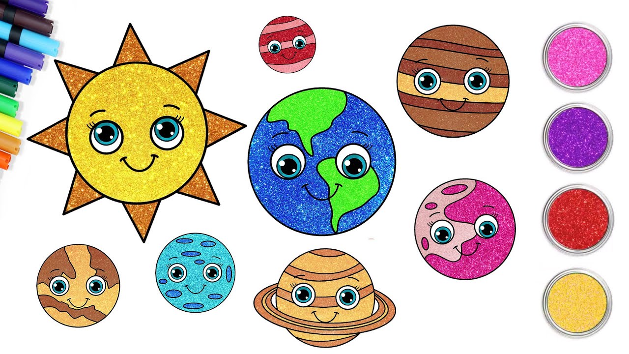 Dibuja y Colorea PLANETAS🌝🌕🌍Cómo dibujar El Sistema Solar🪐💫⭐️ Chiki ...
