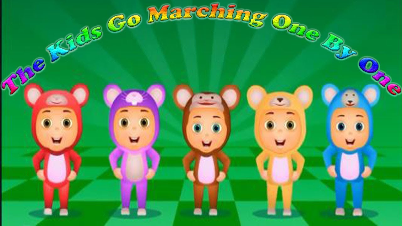 The Kids Go Marching One By One/Learn With Fun/Nursery Rhymes/ Kids ...