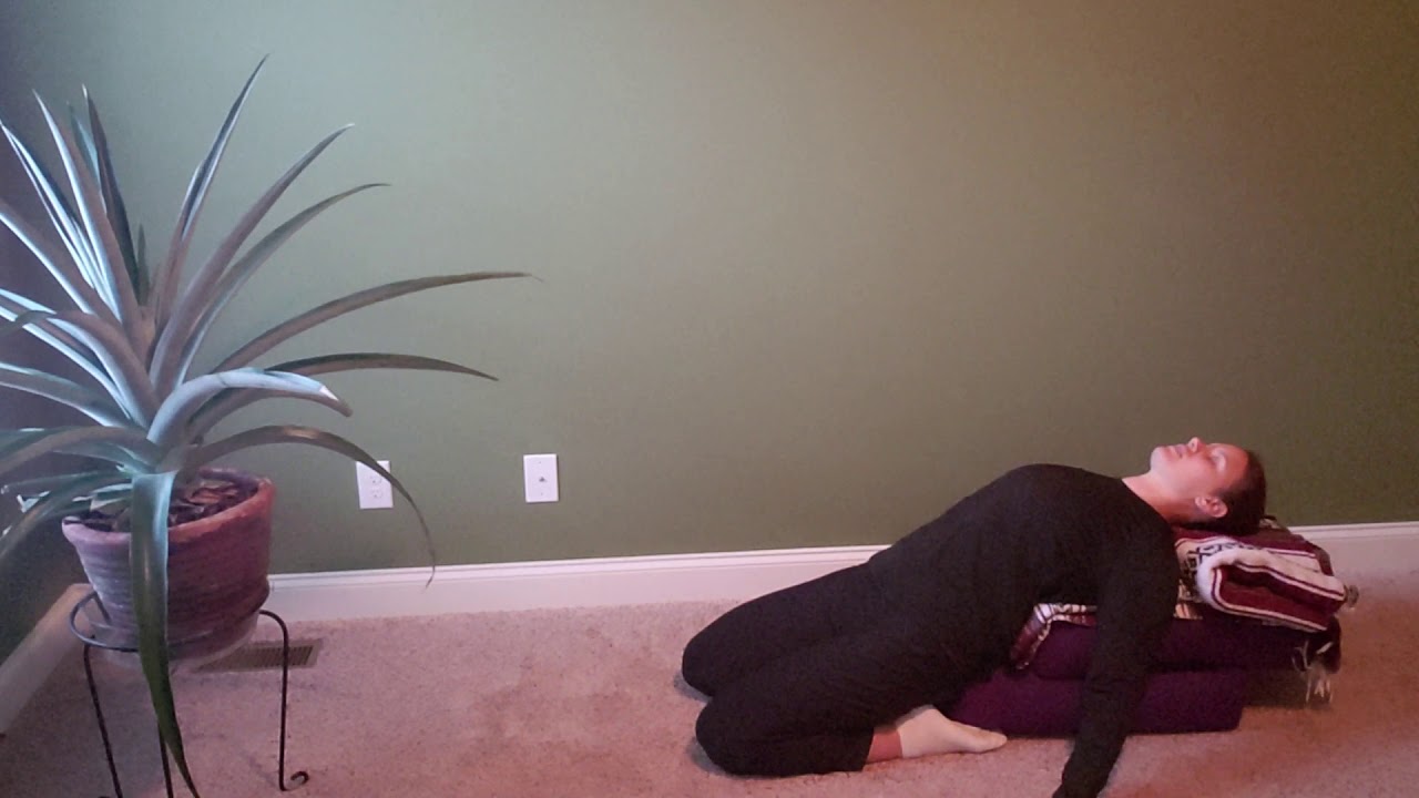 Restorative reclined hero pose with support - YouTube