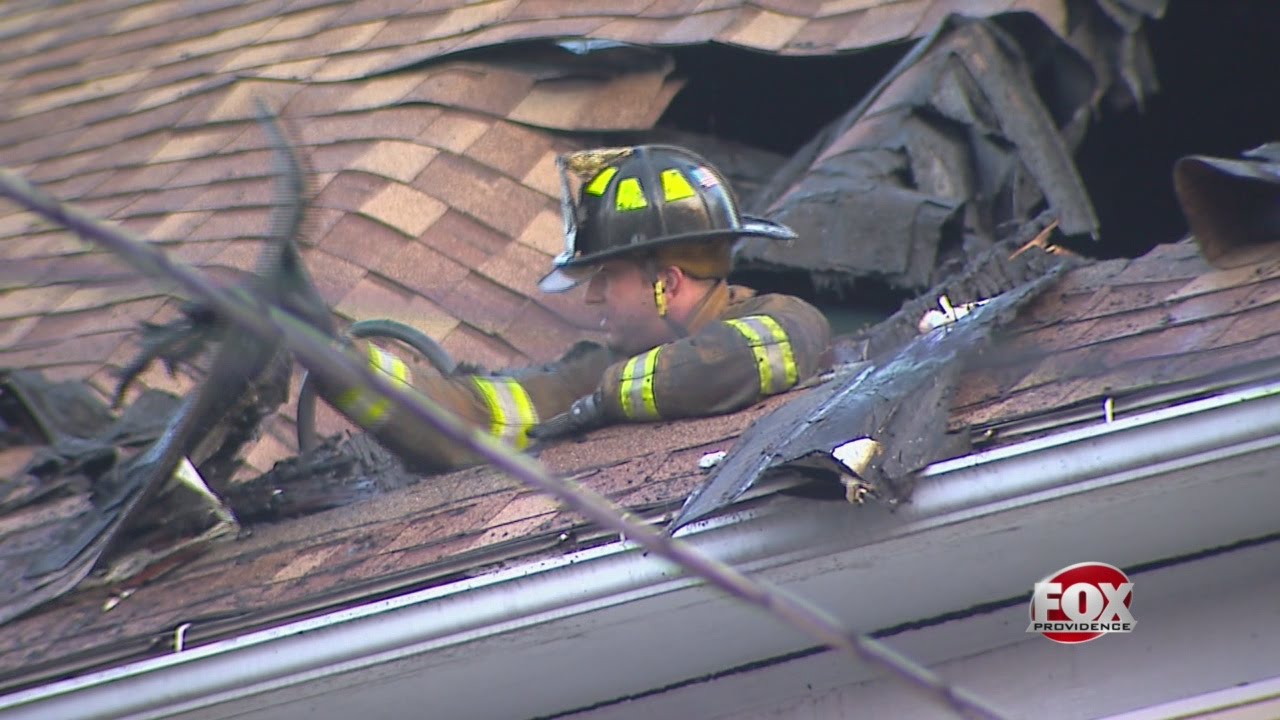 Four Providence firefighters hurt battling triple-decker fire - YouTube