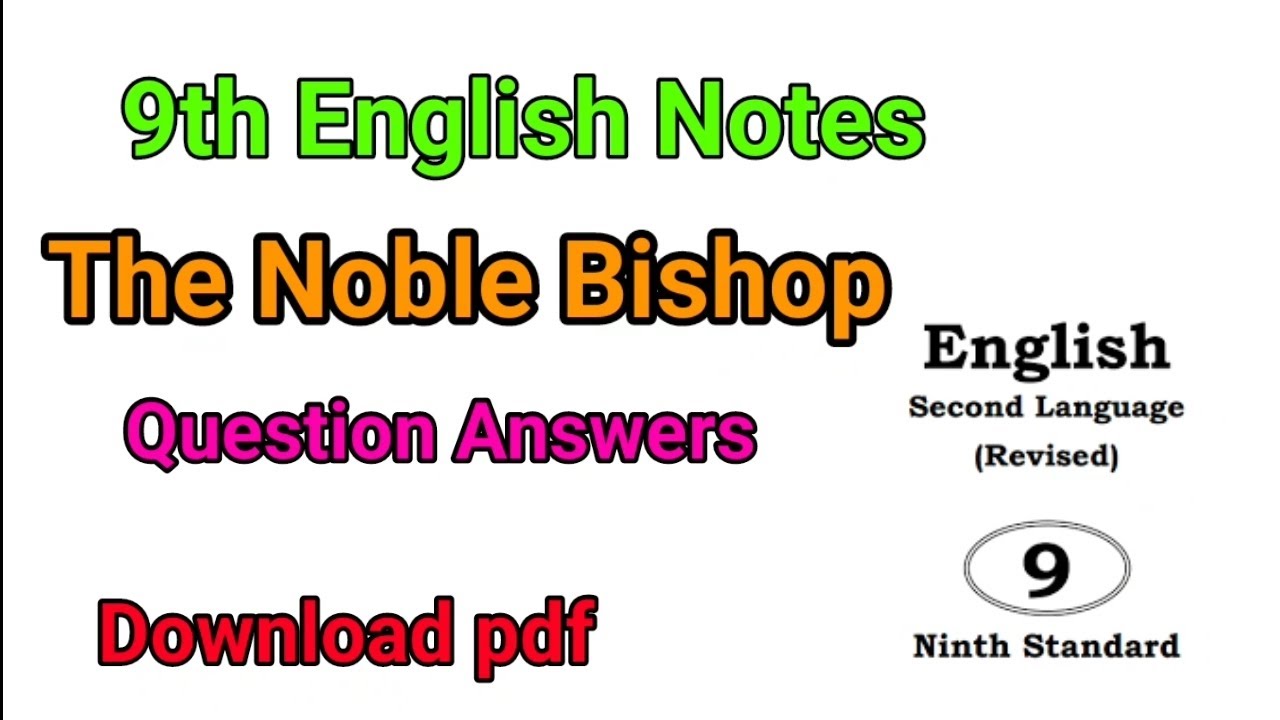 9th English the noble bishop question answer @learneasilyhub - YouTube