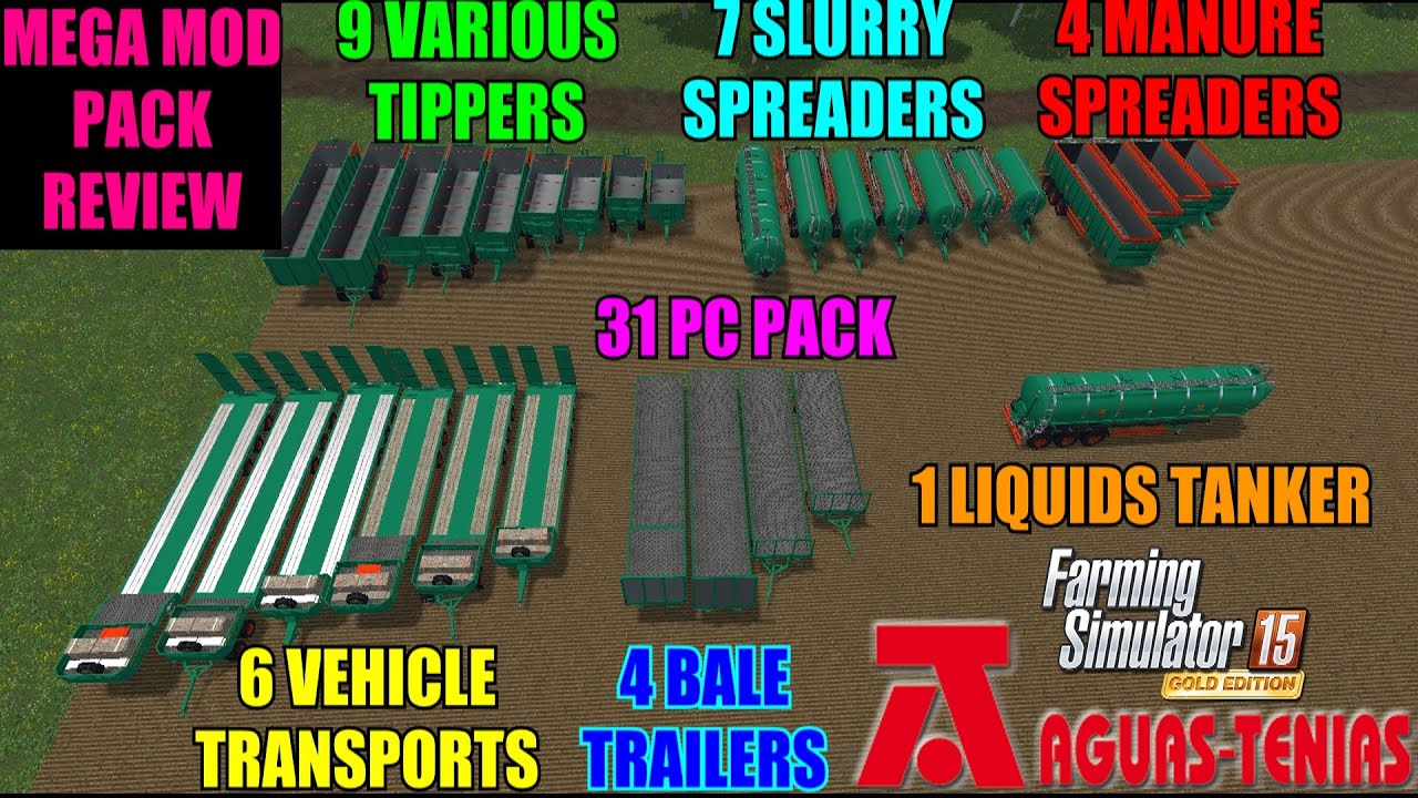 Farming Simulator 15 - Mega Pack Aguas Tenias v1.0 "Mod Review" - YouTube