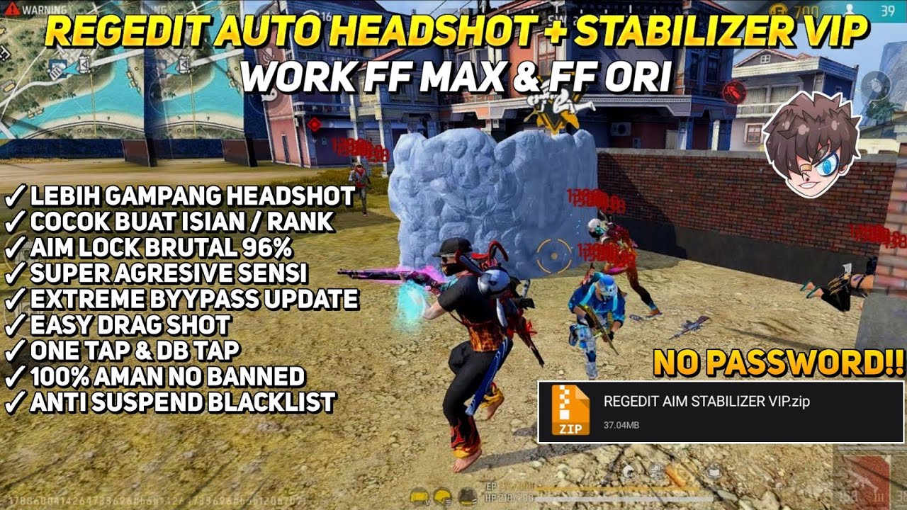 NEW UPDATE‼️REGEDIT AUTO HEADSHOT + STABILIZER AIM VIP!! NEMBAK BADAN HS - WORK FF ORI & FF MAX ...