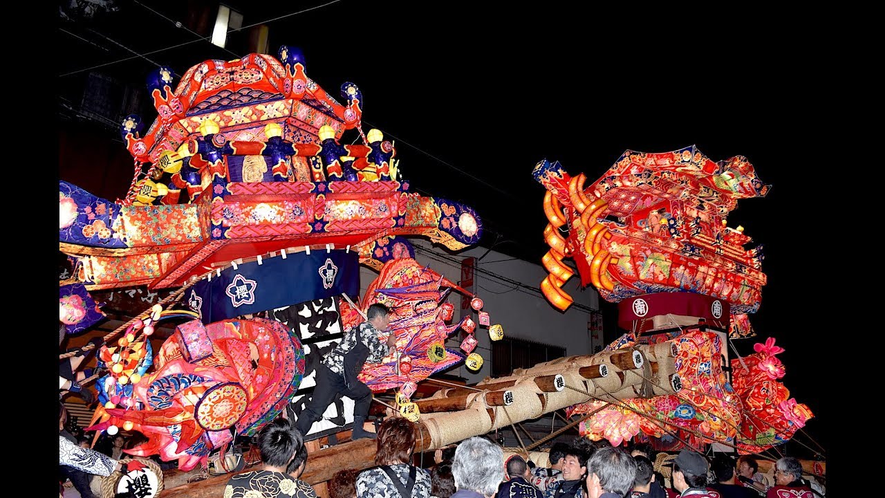 Japanese Float Crashing Festival - Tonami Yotaka Matsuri 砺波夜高祭 - YouTube