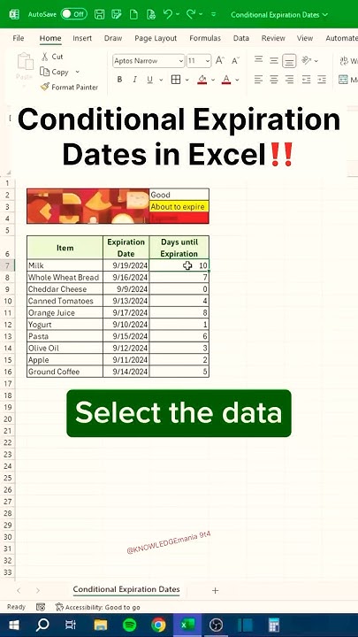 Conditional Expiration Dates in Excel ‼️ #shorts #excel #computer # ...