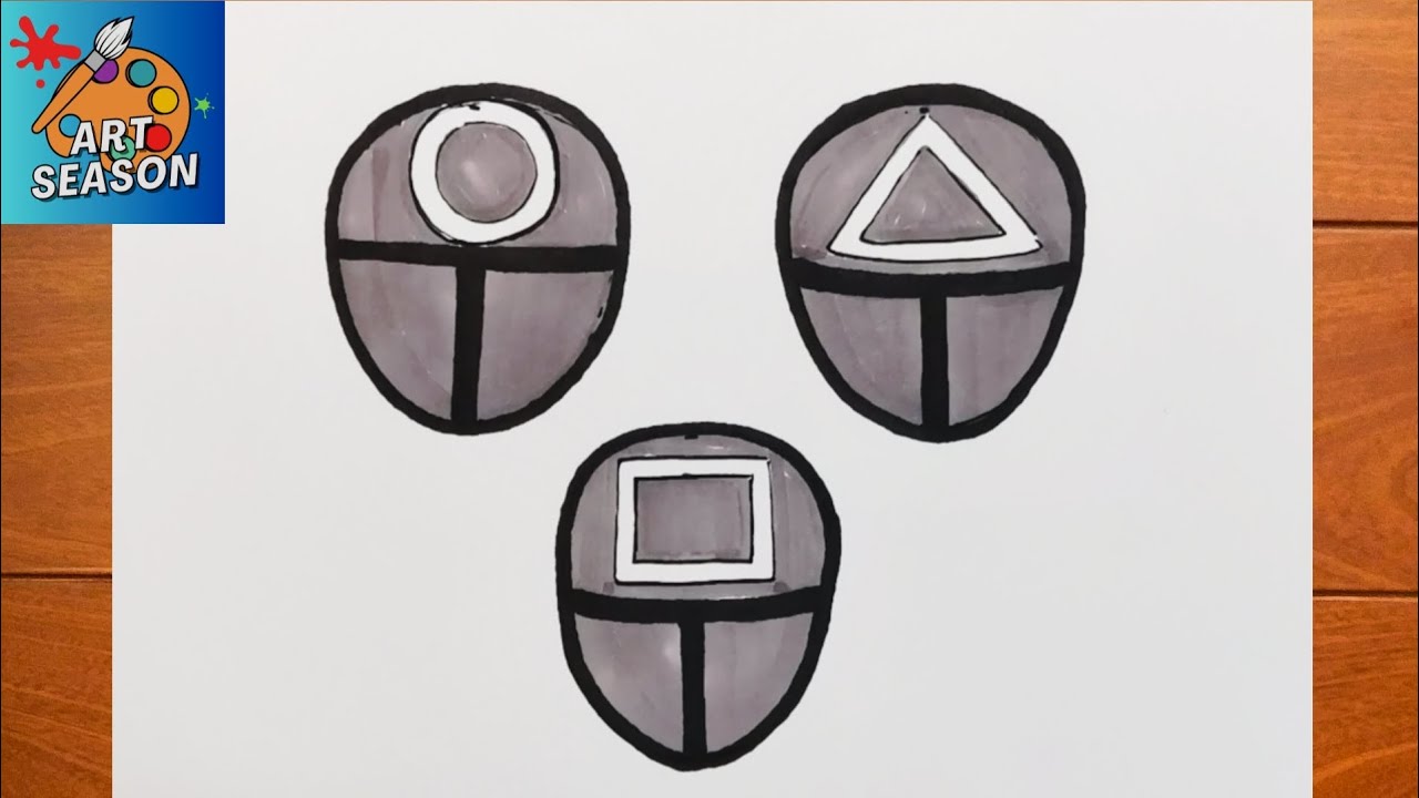 How to Draw Squid Game Guard Mask - YouTube