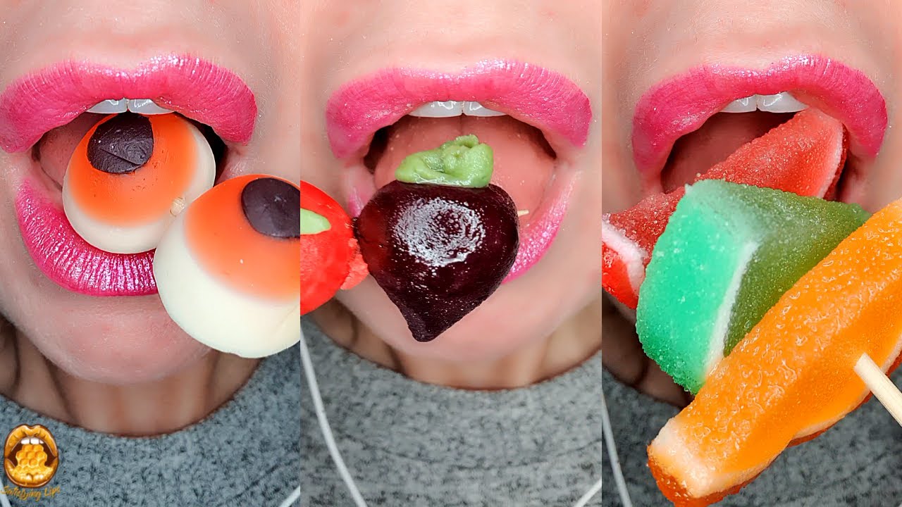 ASMR Satisfying Eating Sounds SOFT Food On Sticks Mukbang 먹방 - YouTube