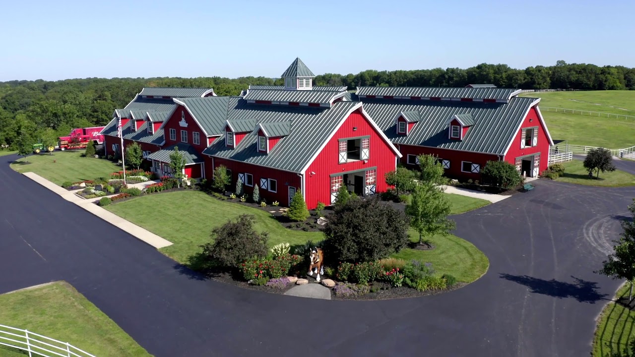 warm springs ranch exterior clydesdale farm by 4k aerial drone - YouTube