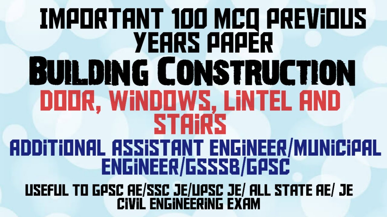 DAY-1/Building Construction/Door/Windows/Lintel/Stairs/SSC JE/GPSC AE ...