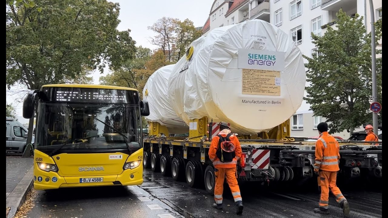 SIEMENS ENERGY Gasturbine SGT6-9000HL - Schwertransport von Wiebestraße + Huttenstr. zum BEHALA ...