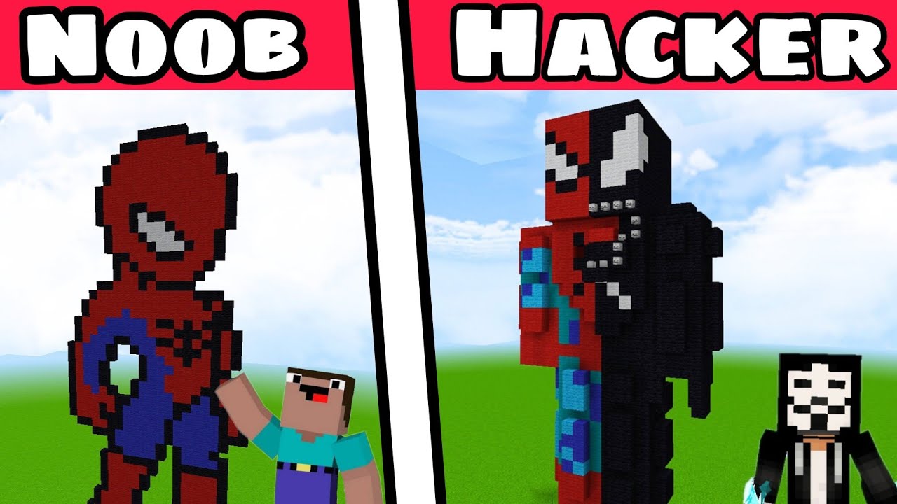 Minecraft noob vs hacker spider man - YouTube