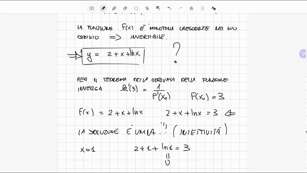 derivata funzione inversa: quesito - YouTube
