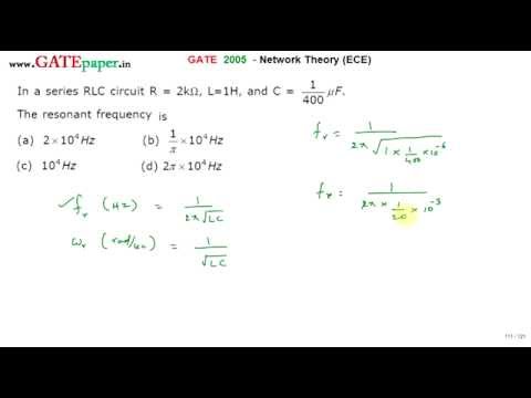 GATE 2005 ECE Find Resonant Frequency of series RLC circuit - YouTube