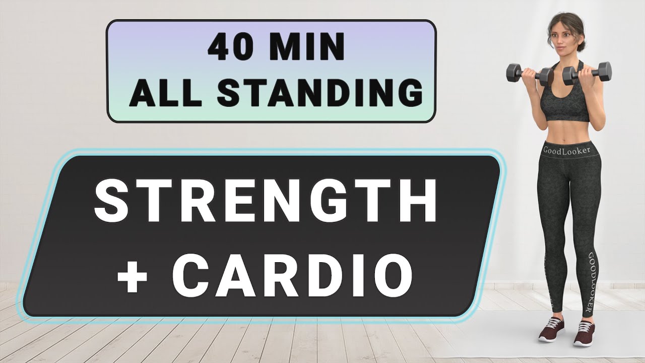 40 min Full Body Dumbbell STRENGTH & CARDIO Workout💪 All Standing No ...