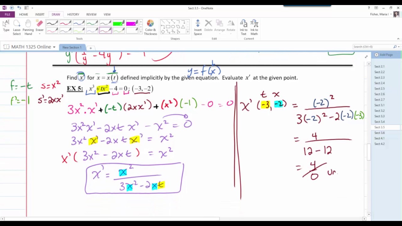 1325 Sect 3.5 - Implicit Differentiation part 2 - YouTube