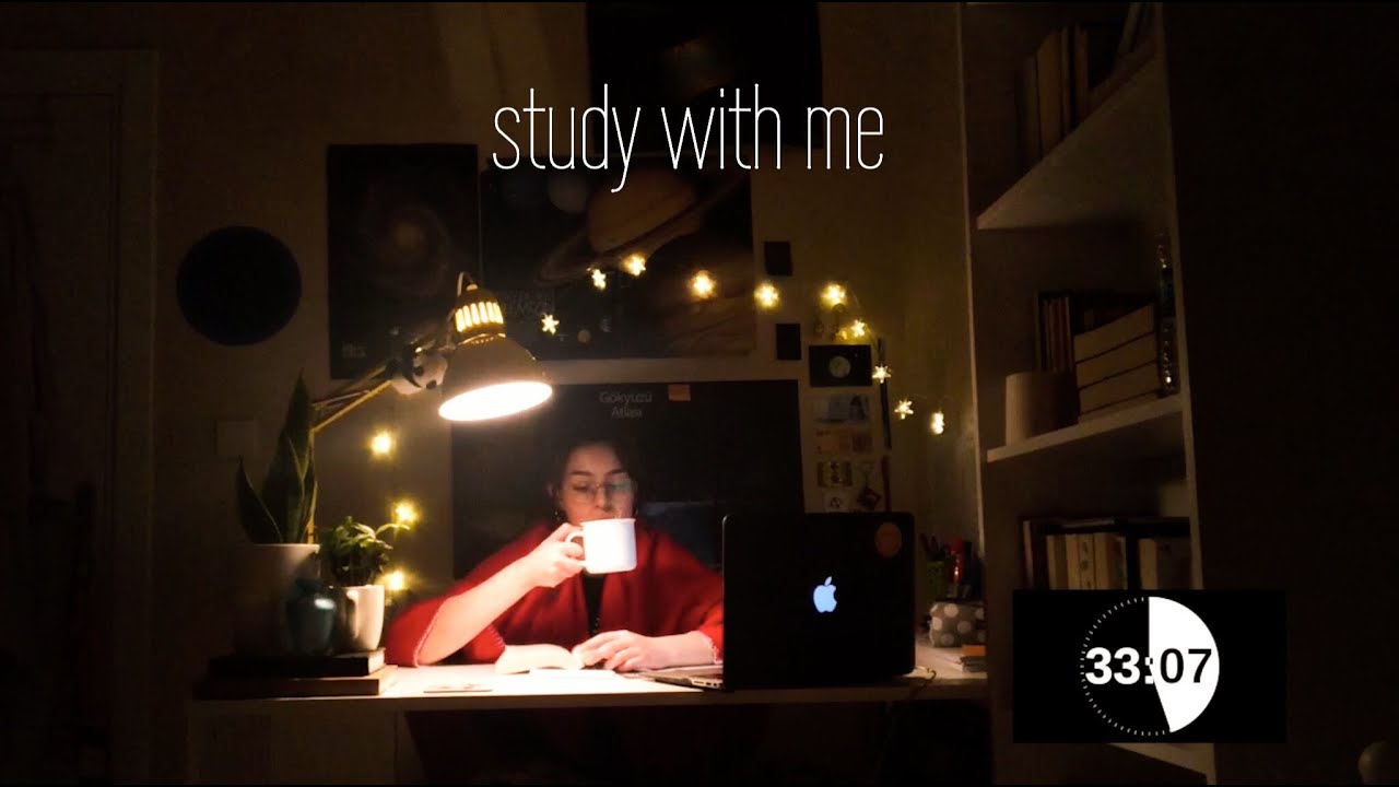 night time study with me REAL TIME (with timer, no music, background ...