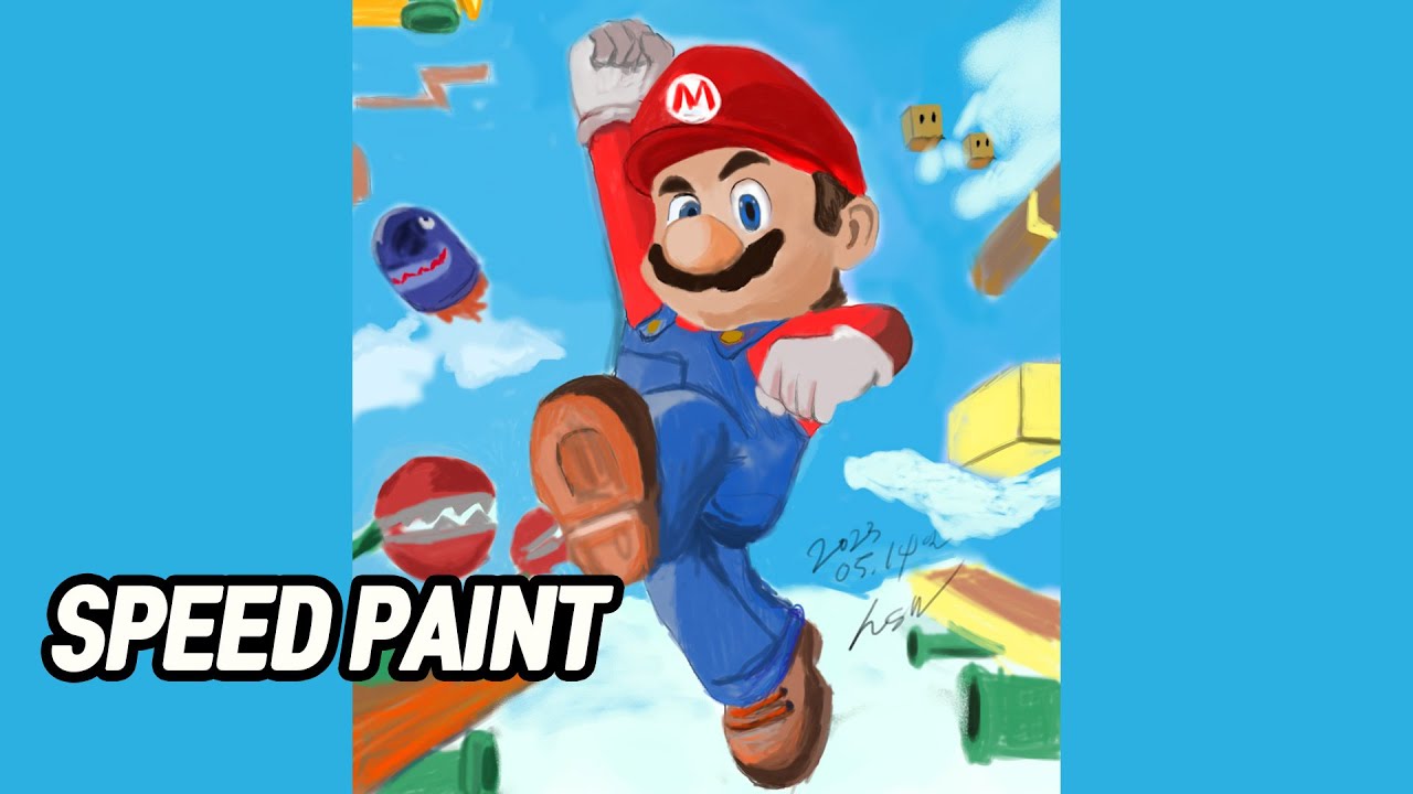 슈퍼 마리오 , 내스타일로 그리기 Super Mario, drawing in my style - YouTube