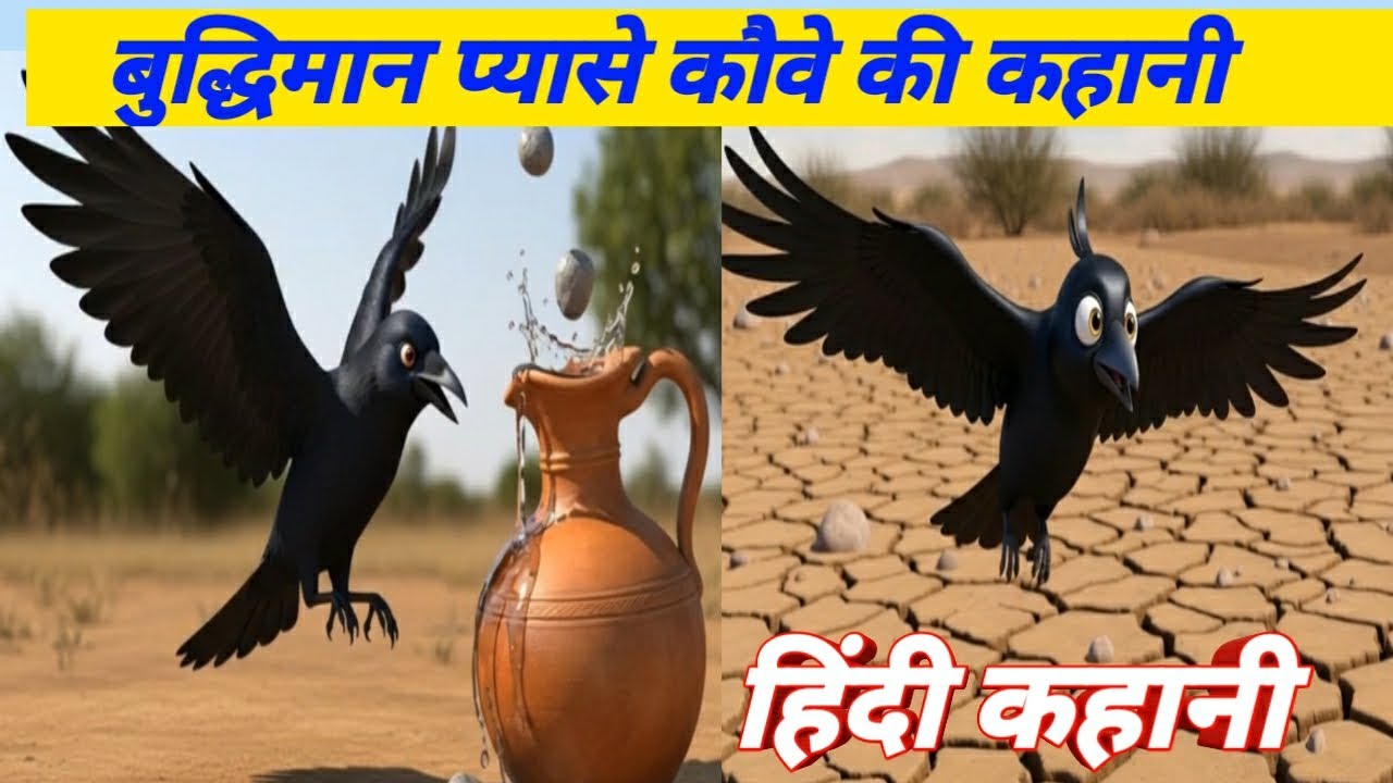 बुद्धिमान प्यासे कौवे की कहानी|buddhimaan pyaase kauve kee kahaanee ...