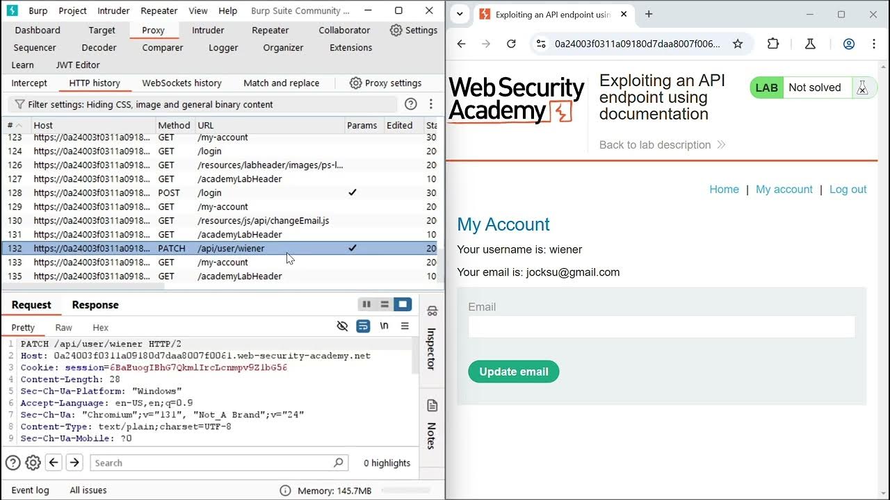 API testing - Exploiting an API endpoint using documentation - YouTube