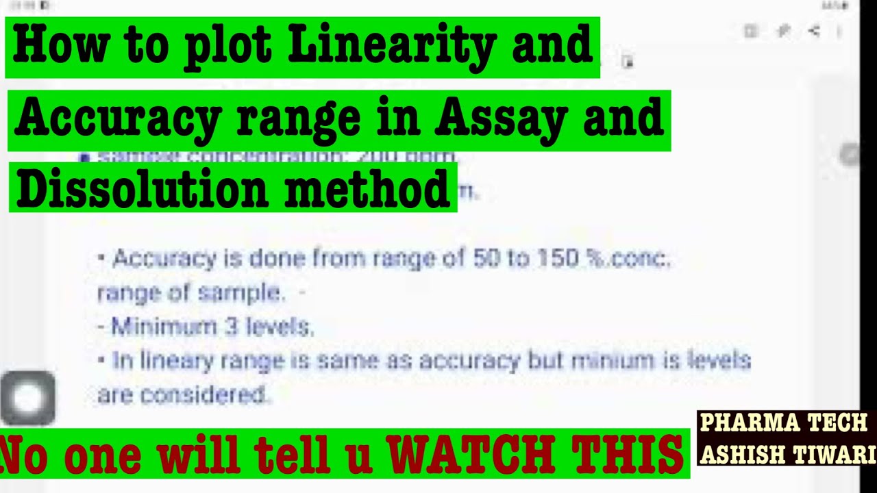 How to plot Linearity and Accuracy in HPLC for Assay & Dissolution test ...