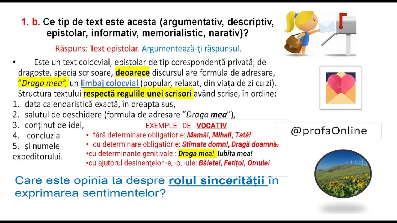 TEXTUL EPISTOLAR, atitudini, perspectivă, intenții, idei, opinii, fapte, argumente, BAC oral ...