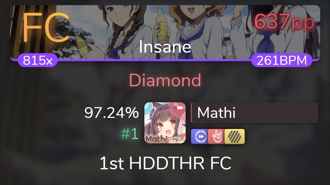 [Live] Mathi | Toyosaki Aki - Diamond [Insane] +HDDTHR 97.24% {#1 637pp ...