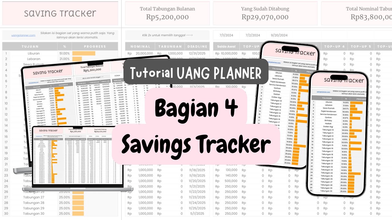 Tutorial UANG PLANNER | Bagian 4 - Savings Tracker - YouTube
