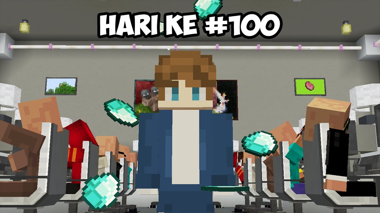 100 Hari Jadi PENJAGA WARNET Di Minecraft - YouTube