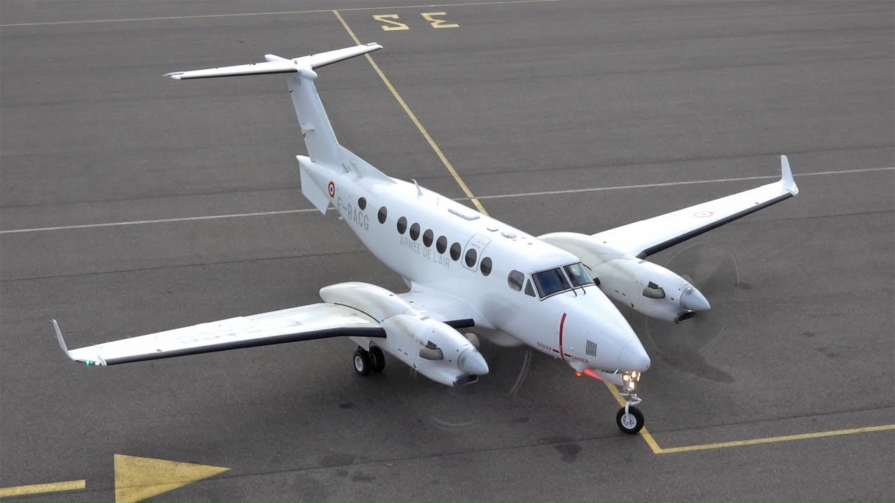 New French Air Force Beech 350 King Air ALSR F-RACG / landing at Nancy ...