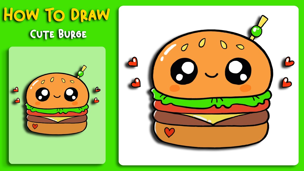 How To Draw Cute Burger kawaii easy peasy #shorts #shortsvideo # ...