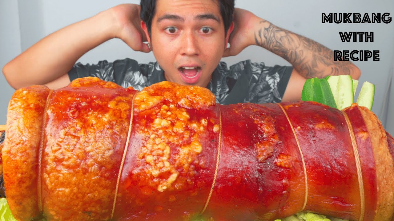 SPICY LECHON BELLY mukbang w/ recipe| HUNGRY VOHN | MUKBANG PHILIPPINES ...