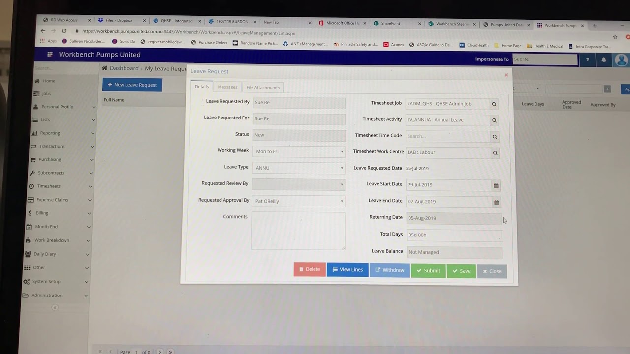 Workbench - Leave Request - YouTube
