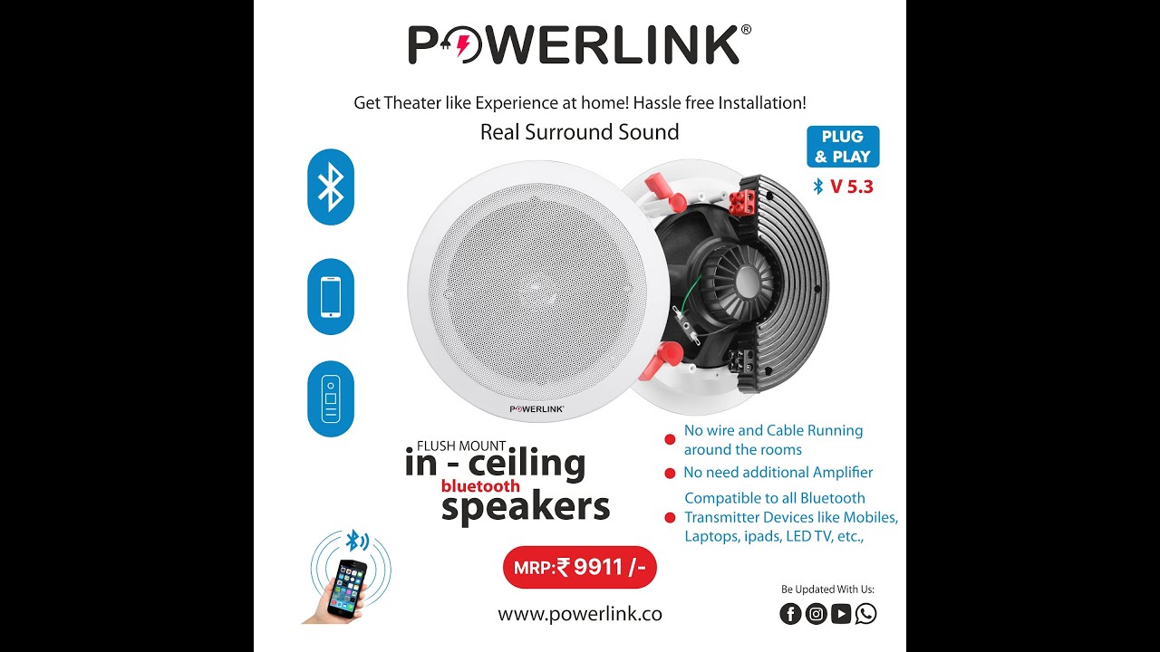 Bluetooth Ceiling Speaker | Powerlink | India's First | Best Speaker ...
