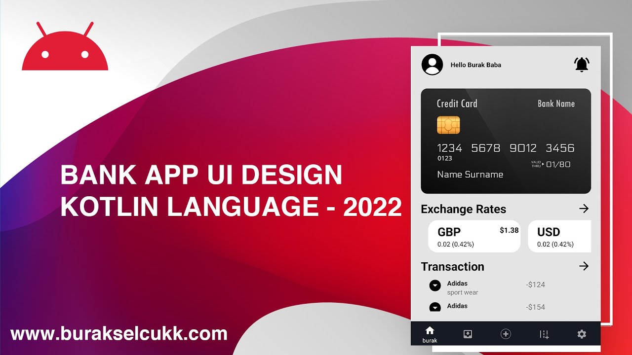 RESPONSIVE BANK APP UI DESIGN - KOTLIN 2022 - YouTube