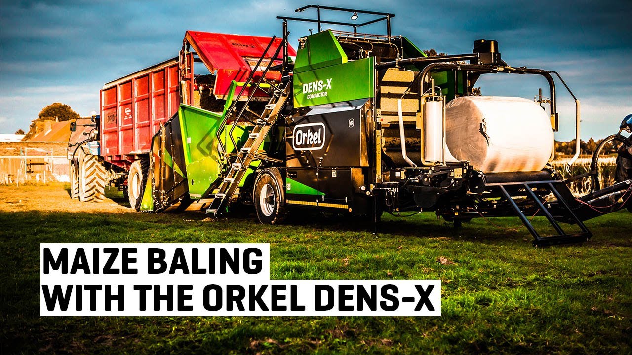 Maize baling with the Orkel Dens-X compactor - YouTube