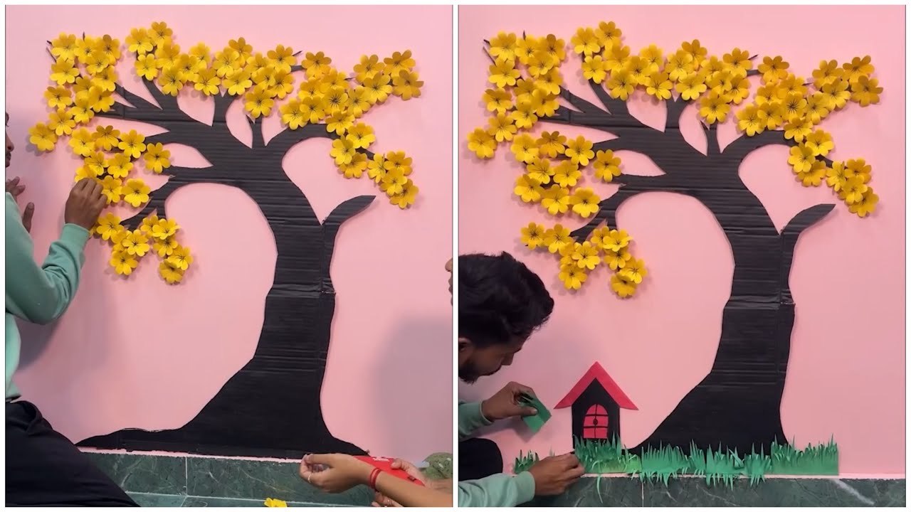 Beautiful paper tree wall decor idea / Paper tree craft #papertree #diy ...