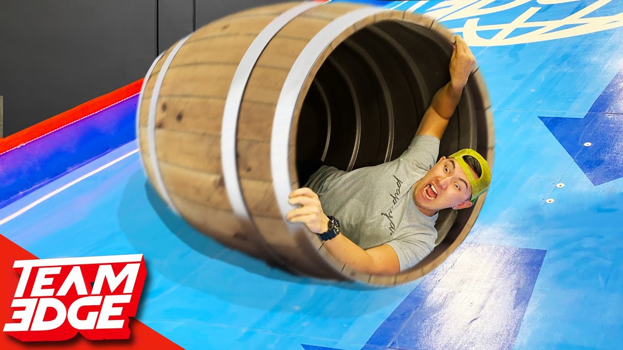 Riding Barrels Down a STEEP Slope!! - YouTube