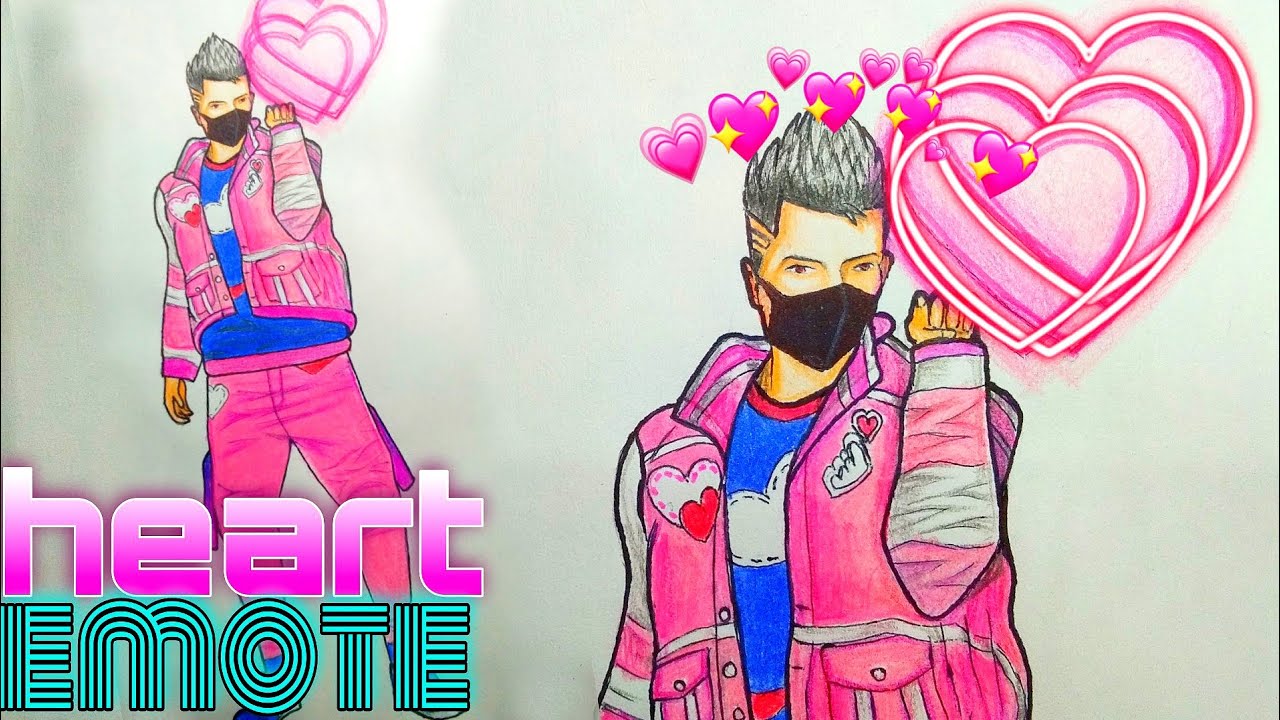 FREE FIRE DRAWING || I heart U EMOTE DRAWING || Free Fire Drawing Emote ...