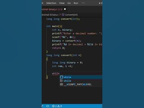 C Programming | convert decimal number to binary - YouTube
