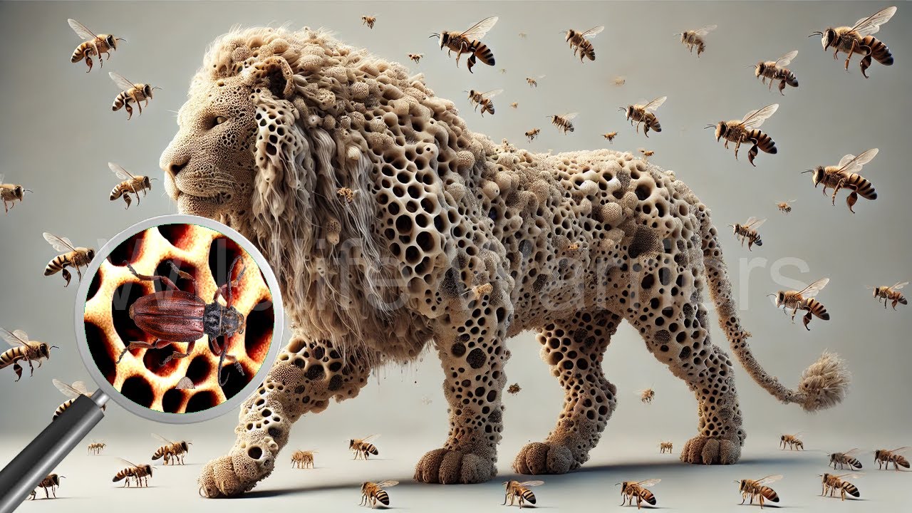 A Lion’s Once-Fearsome Stature Is Weakened by Relentless Bees. - YouTube